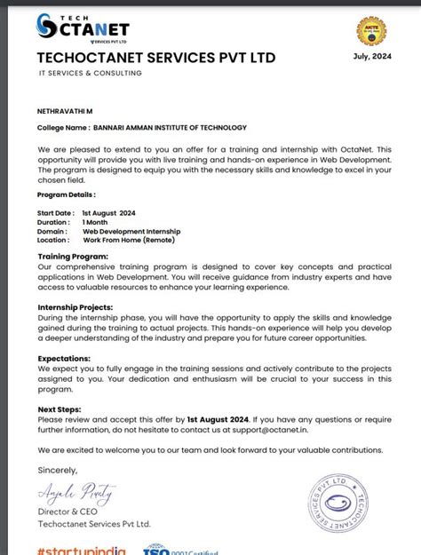 Recently I Have Received An Incredible Opportunity To Be A Project Intern At Octanet Services