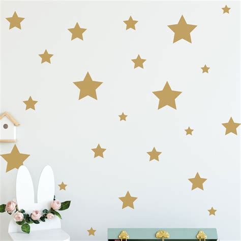 Gold Star Wall Decals Etsy Uk