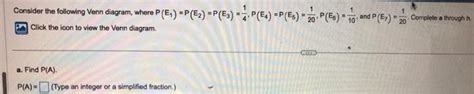 Solved Consider The Following Venn Diagram Where Chegg