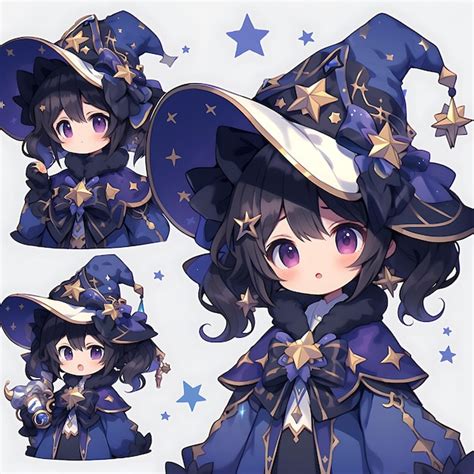 Premium Photo Character Anime Of Female Chibi Kawaii Mage Fashion