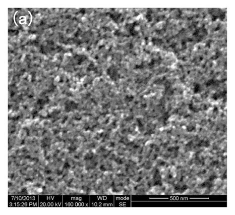 Sem Surface Morphology Of A Pure H Tio2 Film And B Cds H Tio2 Film