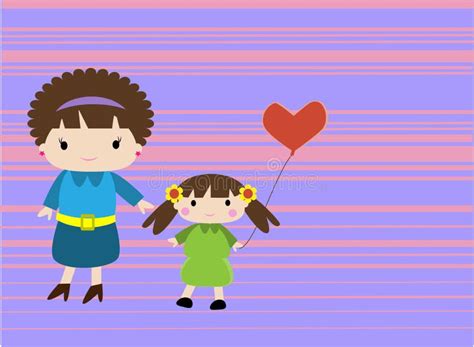 Mamma E La Sua Ragazza Illustrazione Di Stock Illustrazione Di Tenuta