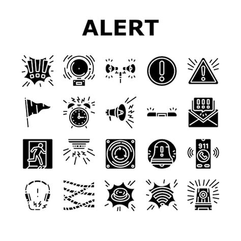 Vector De Configuração De ícones De Sinal De Alerta De Alerta Vetor Premium