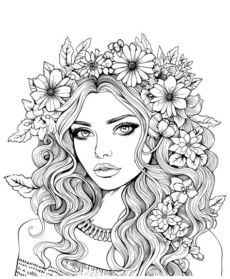 Flower Girl Coloring Pages Vectors Premium Vector