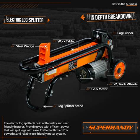 Superhandy 6 Ton Electric Log Splitter 6 Ton 15 Amp Electric Log