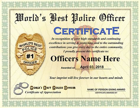 Police Officer Training Certificates Templates Create Awesome Training