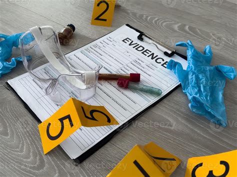 Crime Scene Investigation Set Of Evidence Identification Markers And