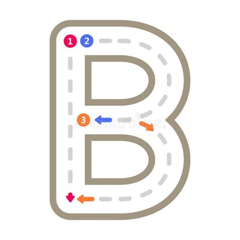 Tracing Alphabet Letter B Uppercase Prewriting Dotted Line Element For Kindergarten And
