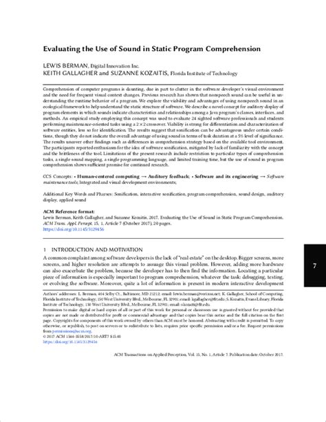 Pdf Evaluating The Use Of Sound In Static Program Comprehension