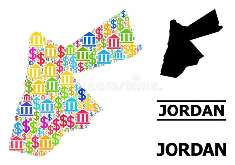 Vector Mosaic Map Of Jordan Of Banking And Commerce Items Stock Vector