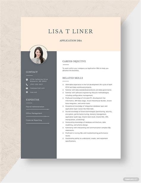 Application Dba Resume In Word Pages Download