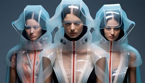 Premium Ai Image People Are Weating Futuristic Fashion Clothes In The Future