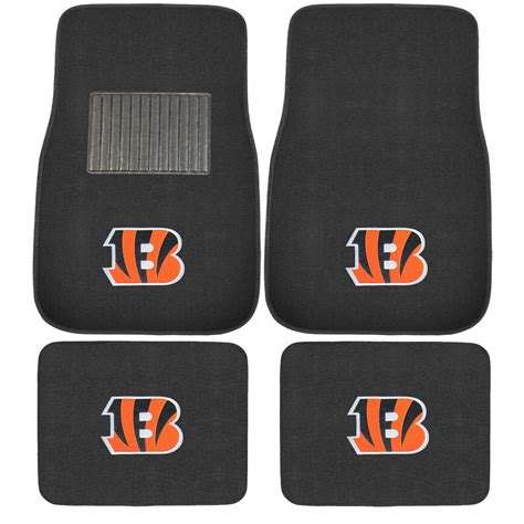 New 4pcs Nfl Cincinnati Bengals Car Truck Front Rear Carpet Floor Mats