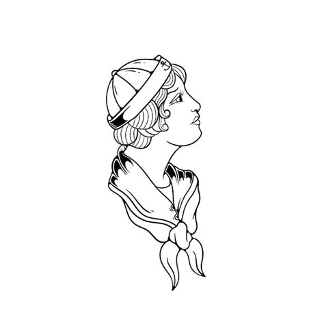 Premium Vector Hand Drawn Illustration Of A Woman Sailor Outline
