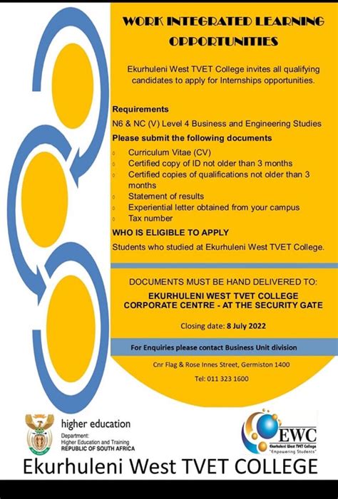 Ekurhuleni West Tvet College Ewc Learnerships 2022
