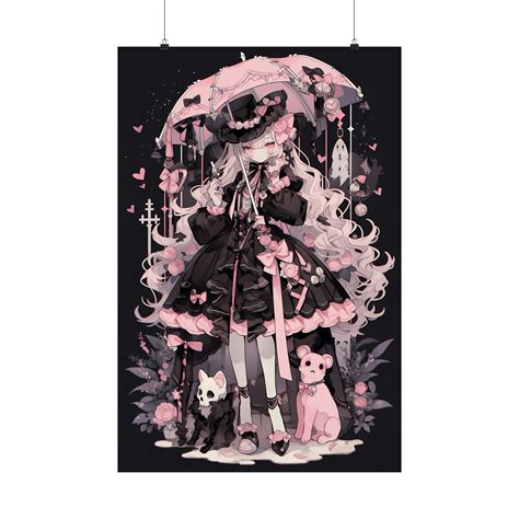 Halloween Emo Anime Girl Poster 1 Whimsical Manga Drawing Wall Art