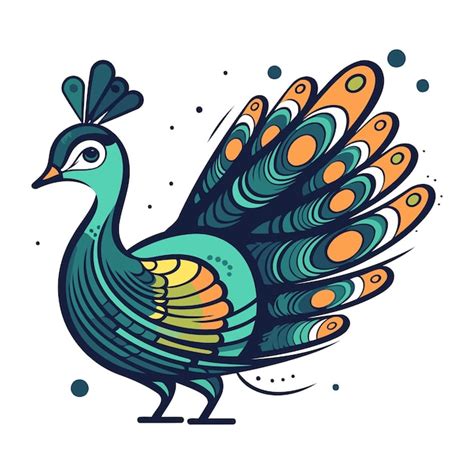 Premium Vector Peacock Hand Drawn Vector Illustration Isolated On