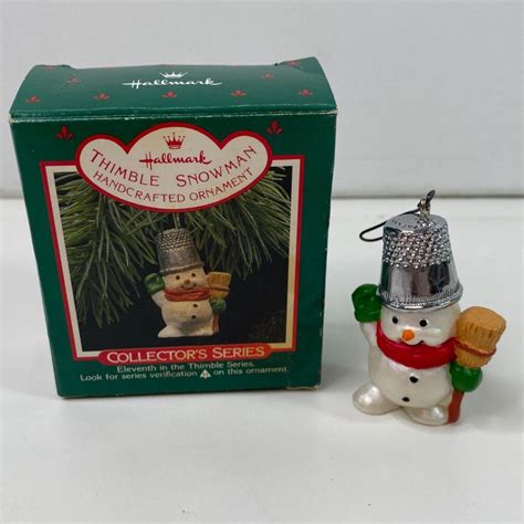 Hallmark Thimble Snowman 1988 Ornament 11 Collectors Series Christmas Etsy