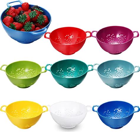 Baderke 8 Pcs Mini Colander Plastic Small Fruit Strainer With Double Handles Berry