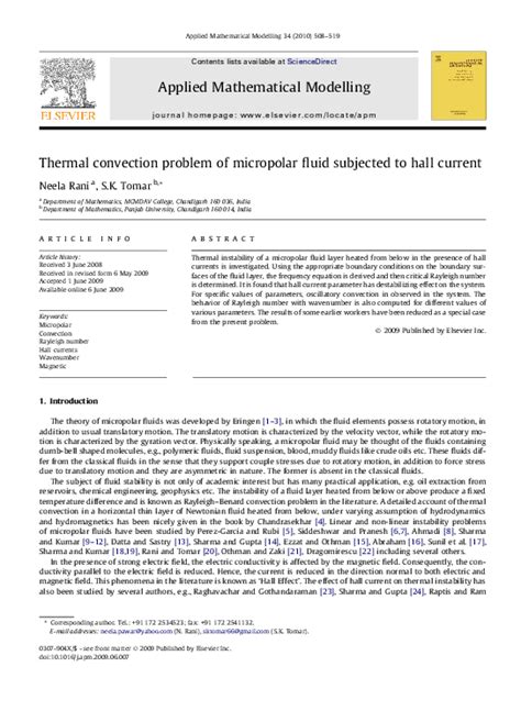 Pdf Thermal Convection Problem Of Micropolar Fluid Subjected To Hall