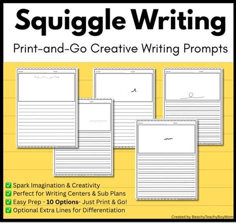 Creative Squiggle Writing Print And Go Imagination Prompts For Any Classroom