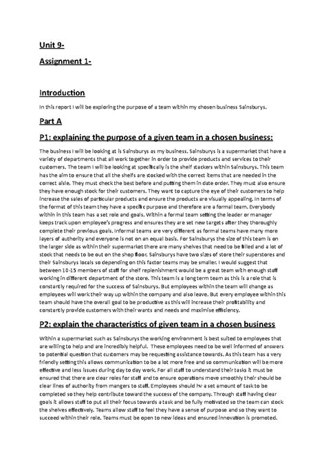 Unit 9 Unit 9 Assignment 1 Unit 9 Assignment 1 Introduction In