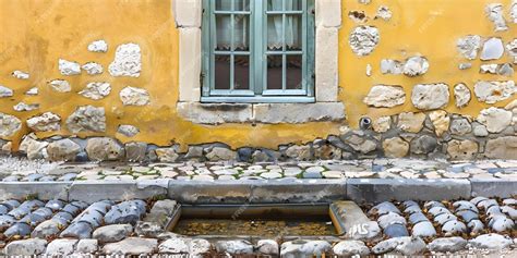 French Drain Stones Near House Wall Windows Drainage System Storm Drain