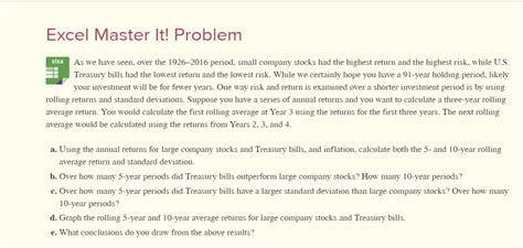 Solved Excel Master It Problem As We Have Seen Over The Chegg Com