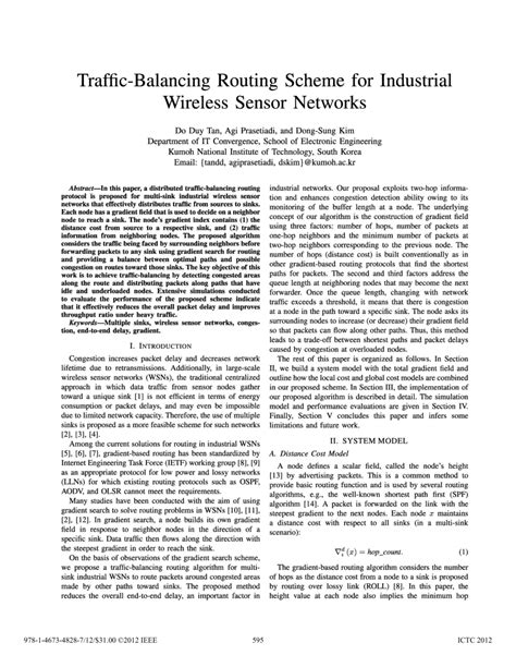 pdf traffic balancing routing scheme for industrial wireless sensor