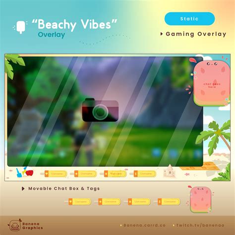 Twitch Overlay Beachy Vibes Stream Package Beach Theme Customizable
