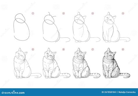Page Shows How To Learn To Draw Sketch Of Cute Cat Pencil Drawing Lessons Educational Page For