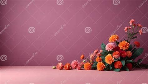 Composition Of Photographs With Floral Decoration In Studio Stock