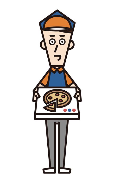 피자를 배달하는 남자남성의 그림 무료 일러스트 소재집 Kukukeke