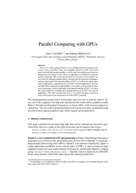 Pdf Parallel Computing With Gpus