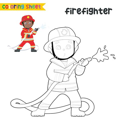 아이들을 위한 쉬운 색칠 워크시트입니다 아이들이 꿈꾸는 직업 유치원 활동 시트 벡터 파일 프리미엄 벡터