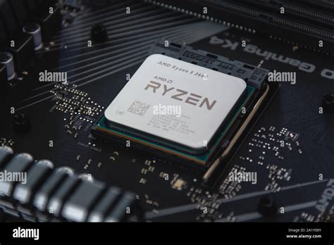 Amd Ryzen Processor Close Up In The X Motherboard Socket New Zen Nanometer