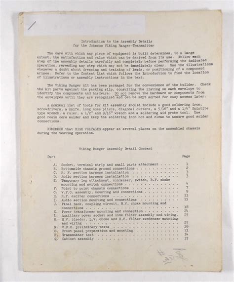 Ef Johnson Viking Ranger Original Assembly Detail Manual Supplement For