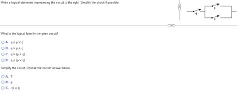 Solved Write A Logical Statement Representing The Circuit To