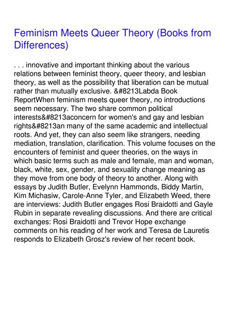 Ppt Pdfread Feminism Meets Queer Theory Books From Differences