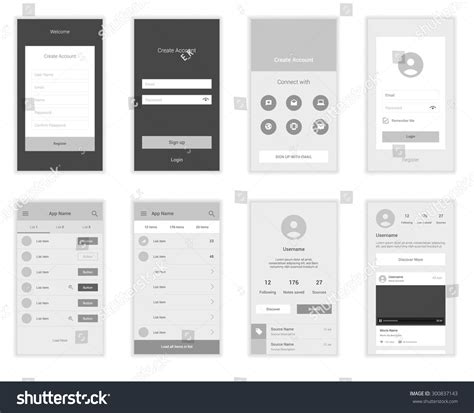 Mobile Screens User Interface Kit Modern Stock Vector Royalty Free 300837143 Shutterstock