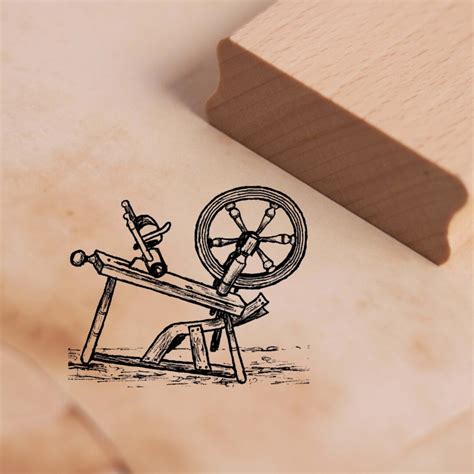 Motif Stamp Spinning Wheel Vintage Stamp 45 X 38 Mm Wooden Stamp