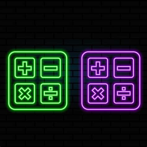 Red Glowing Neon Color Mathematical Symbols On A Black Background Bright Symbols Of Addition