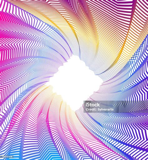 디자인 상자 또는 방 내부의 정신 최면 미래 3d 공간에 대한 추상 선형 질감 벡터 아트 배경 환상적인 환각 트렌디 한 현대 Op 아트 광학 차원 착시 3차원 형태에 대한