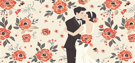 Wedding Pattern Background With Couple Wedding Background Rose
