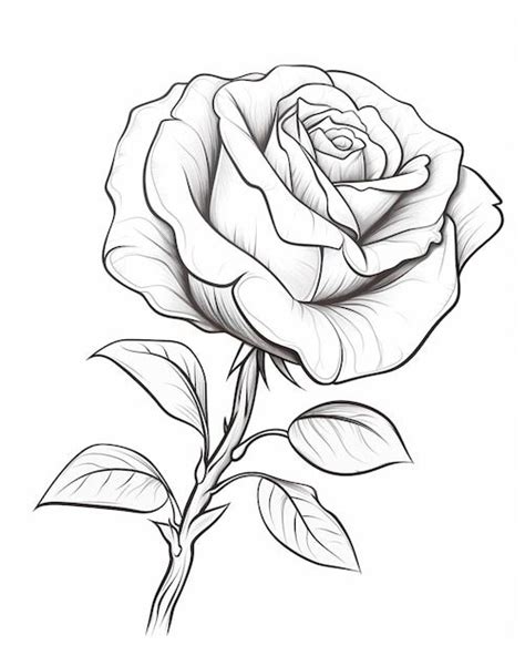 Black And White Drawing Of A Rose