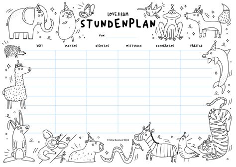 Kostenlose Stundenplan Vorlage Zum Ausmalen — Silvie Bomhard