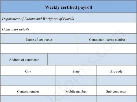 Weekly Certified Payroll Form Editable Pdf Forms