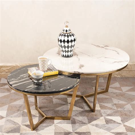 Center Tables Spider Black And White Marble Center Table For Living