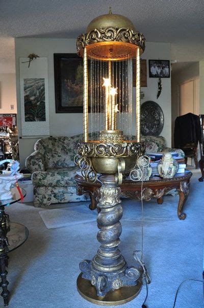 Large Mid Century Oil Rain Lamp With Ornate Pedestal Rain Lamp Lamp