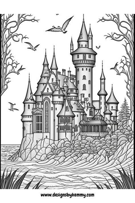 Free Castle Coloring Pages For Adults Designs By Kemmy Castle